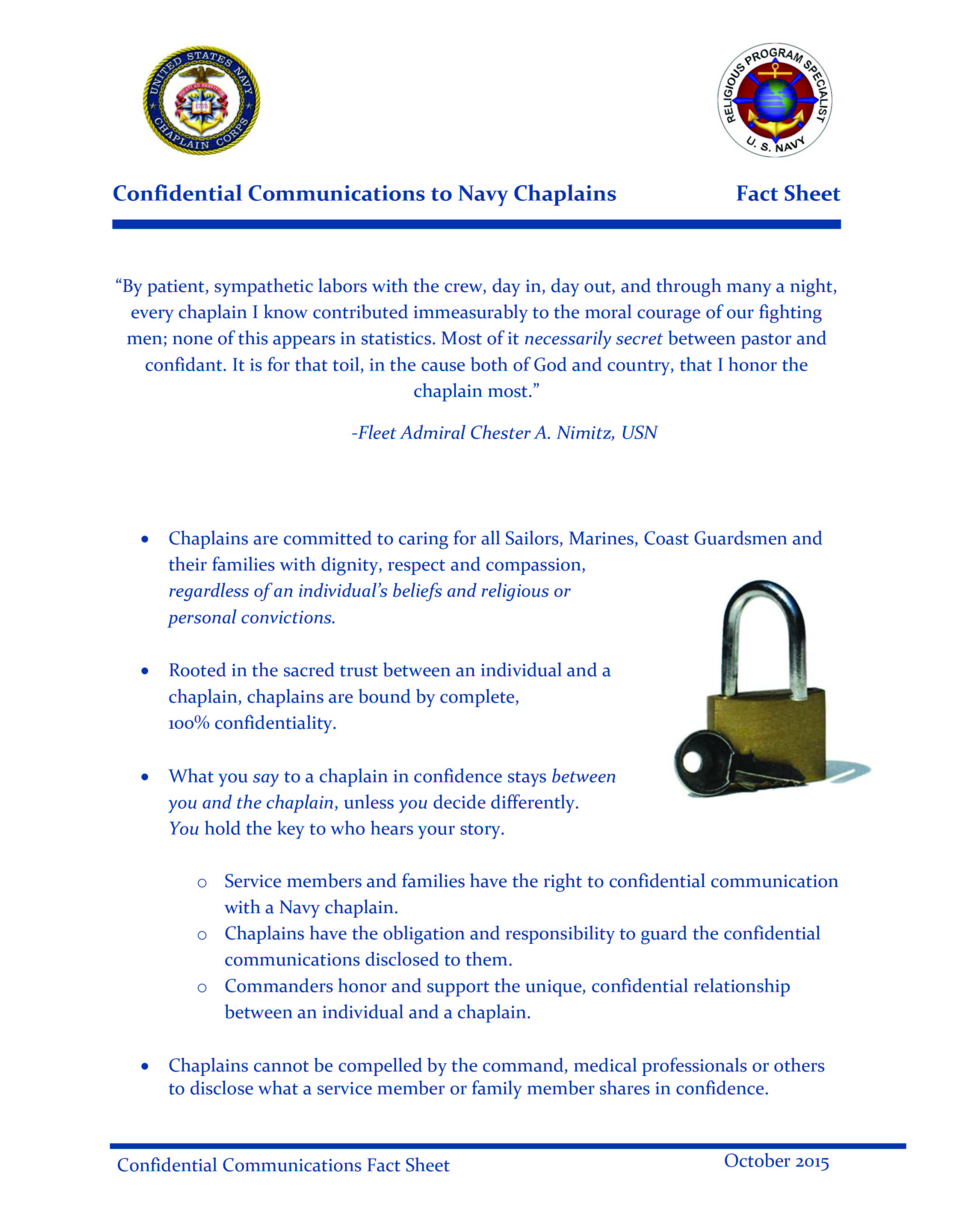 Chaplain and Island-wide Ministries