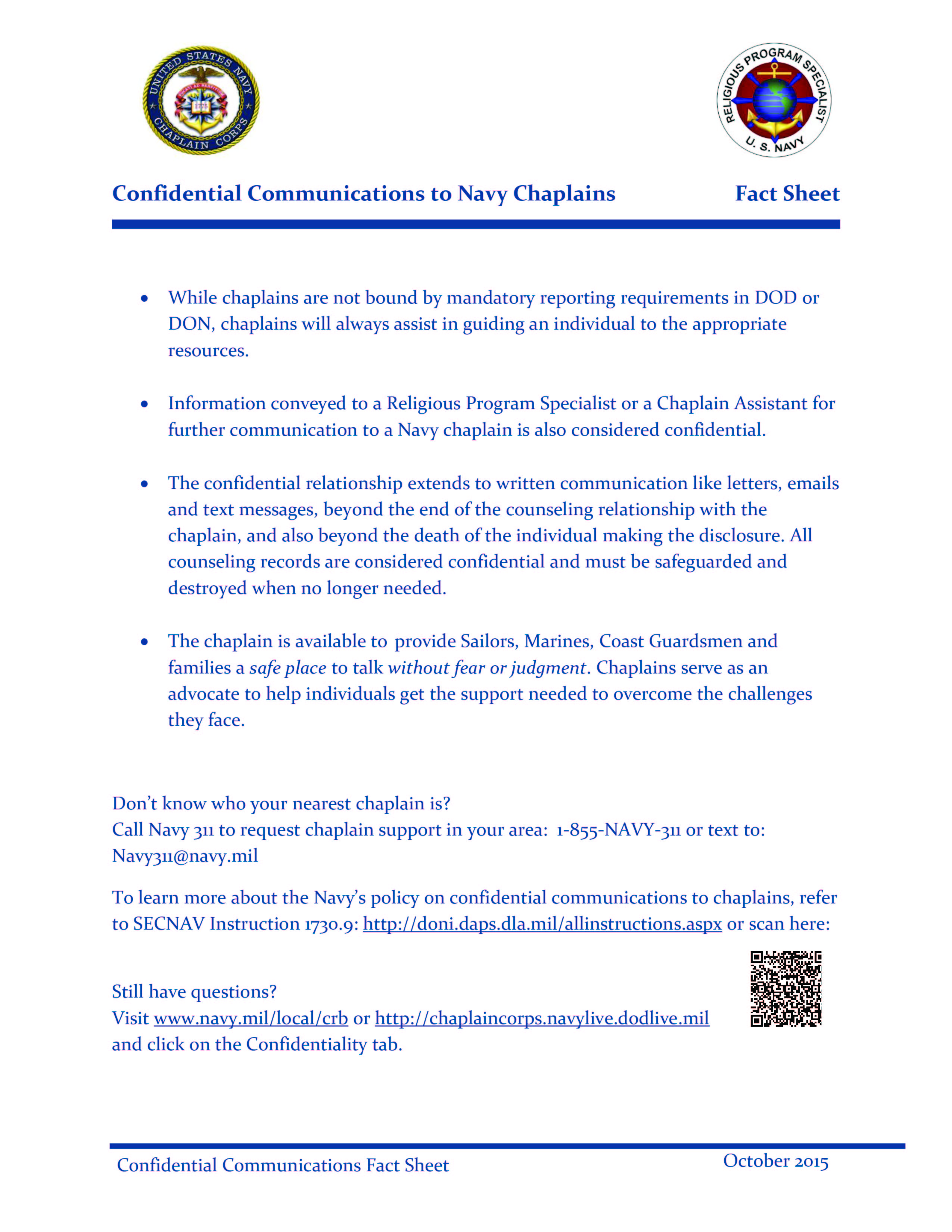 Chaplain and Island-wide Ministries